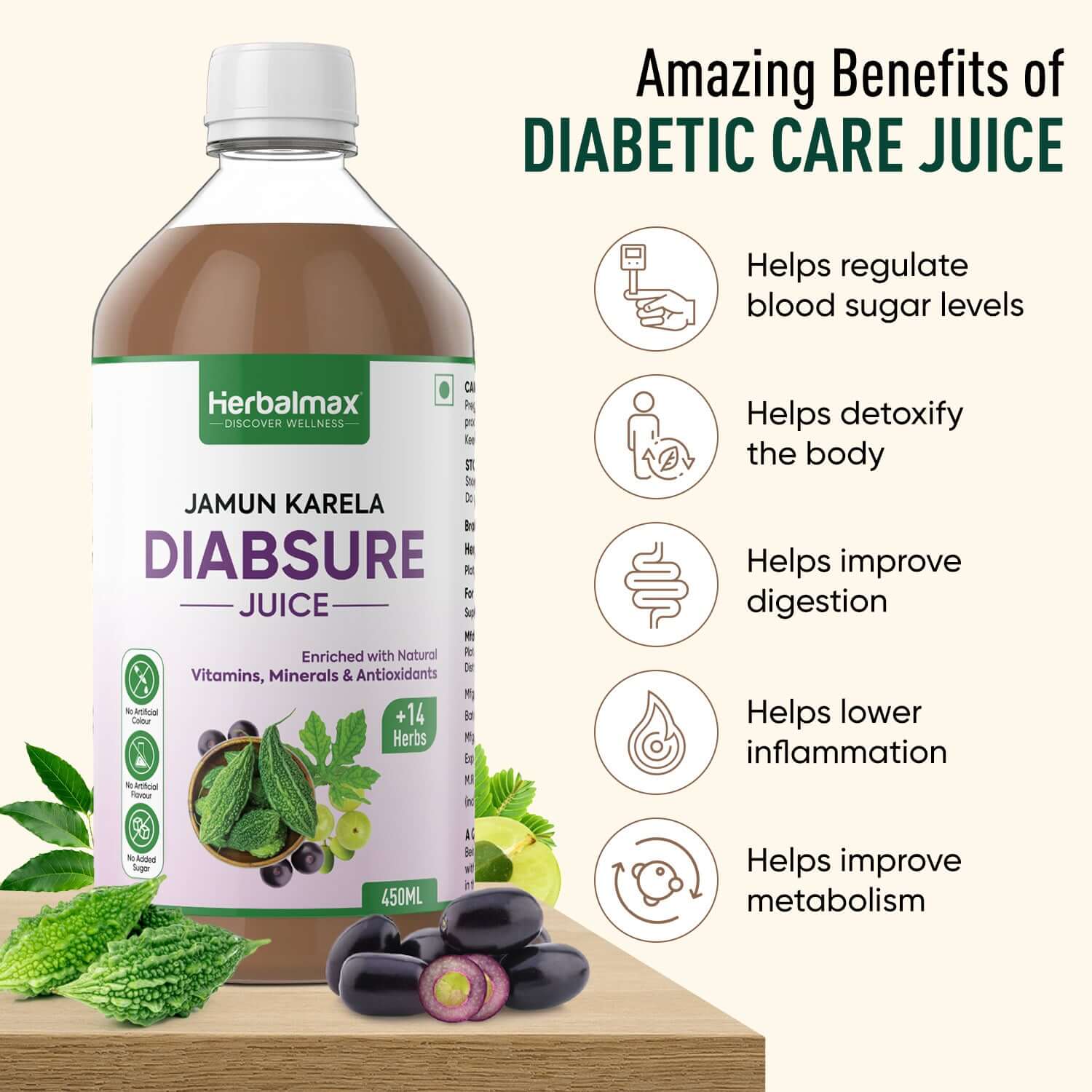 Herbalmax Diabsure Juice for Blood Sugar Control & Immunity