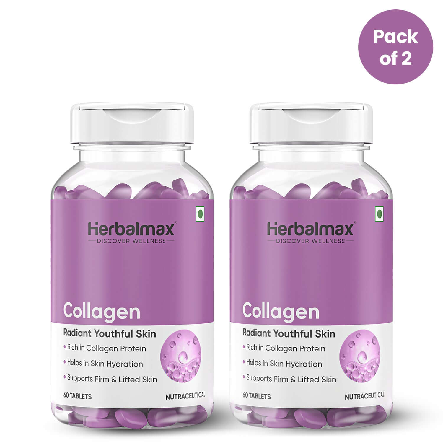 Collagen For Skin, Hair & Nails (800mg) Pack of 2 for 120 Tablets